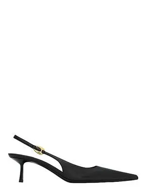 Saint Laurent Vendome Flared Stiletto Mid-heel Slingback Pumps - Black Smooth Leather