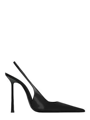 Saint Laurent Vendome Flared Stiletto Slingback Pumps - Black Smooth Leather