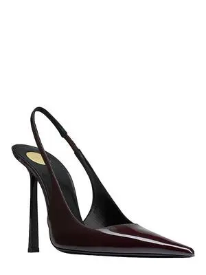 Saint Laurent Vendome Flared Stiletto Slingback Pumps - Marron Glace Patent Leather