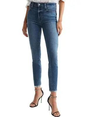 Paige Hoxton Ankle High Rise Skinny Jeans - Mid Blue