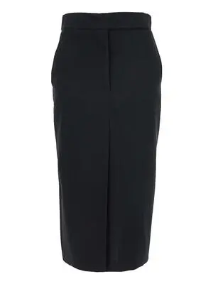 PLAIN Long Skirt With Slit - Black
