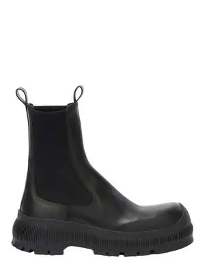 JIL SANDER Leather Chelsea Boots - Black