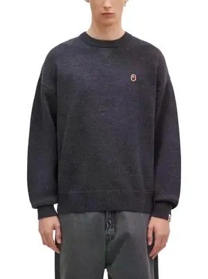 A BATHING APE Logo-appliqué Crew-neck Sweater - Grey