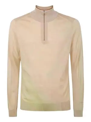 Paul Smith High-Neck Zip-Up Jumper Neutrals