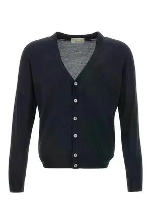 FILIPPO DE LAURENTIIS V-neck Ribbed-edge Cardigan - Blue