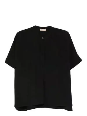 BLANCA VITA Button-fastening Short-sleeve Shirt - Black