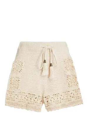 Zimmermann Crocheted Cotton High-rise Shorts - Ecru