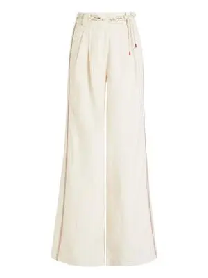 Zimmermann Belted Wide-leg Cotton And Linen-blend Pants - Ecru