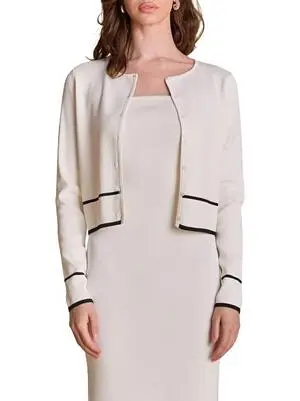 Endless Rose Contrast Stripe Fine Knit Cardigan - White/ Black