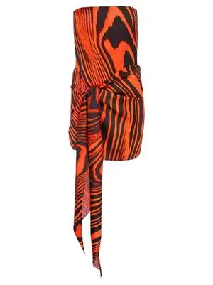 David Koma Zebra-print Tie-detail Minidress - Red