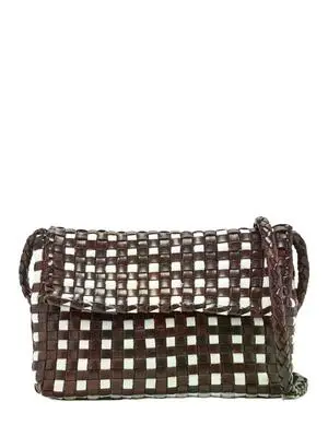 LOEFFLER RANDALL Vinnie Woven-leather Mini Crossbody Bag - Brown