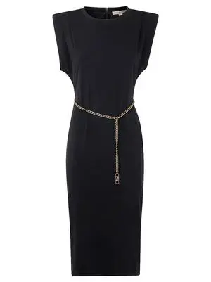 Michael Kors Chain-belt Midi Dress - Black