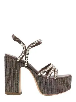 Casadei 120mm Isa Studsway Platform Sandals - Brown