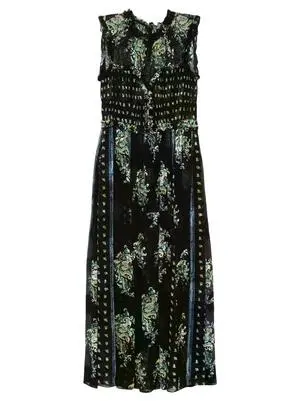Ulla Johnson Sleeveless Floral Embroidered Dress - Black