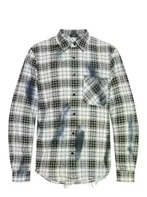 Amiri Frayed Checked Shirt - Grey