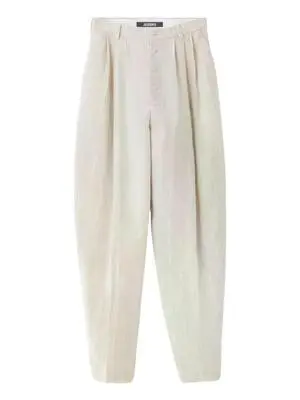 Jacquemus Button-front Pleated Trousers - Neutrals