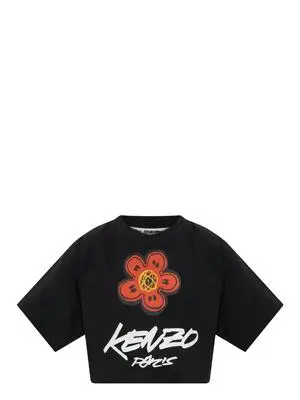 Kenzo Boke Flower Cropped T-shirt - Black
