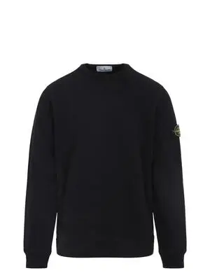 Stone Island Logo-patch Crew Neck Sweatshirt - Black