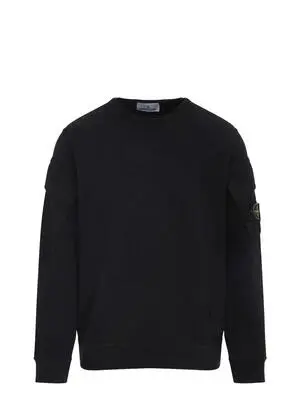 Stone Island Crew Neck Sweatshirt With Pocket Detail - Black