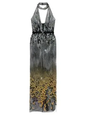 SAIID KOBEISY Embroidered Maxi Dress - Silver