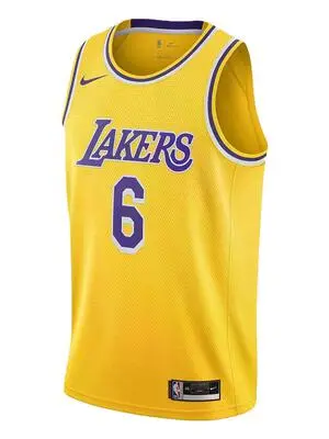 Nike Lebron James La Lakers #6 Swingman Jersey - Yellow