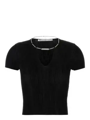 Alexander Wang Chain-embellished Ribbed Top - Black