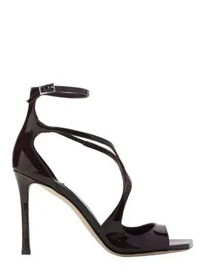 JIMMY CHOO Jimmy Choo Azia 95 Strappy Patent Leather Sandals Black