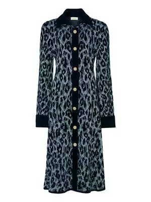 TEMPERLEY LONDON Adonis Leopard-print Jacquard Wool Coat - Blue