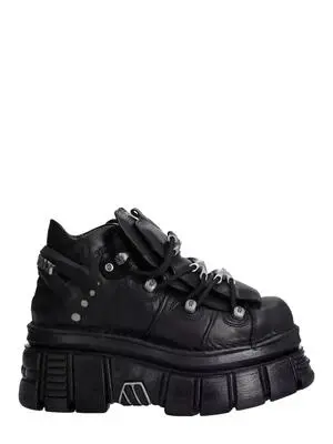 NEW ROCK Lace-up Platform Sneakers - Black