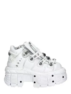 NEW ROCK Platform Lace-up Sneakers - White