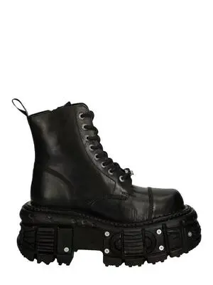 NEW ROCK Lace-up Platform Boots - Black