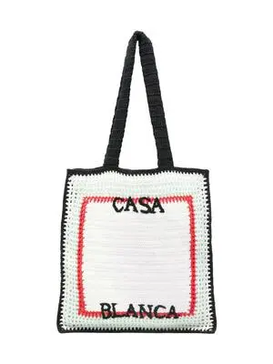Casablanca Logo-embroidered Tote Bag - White