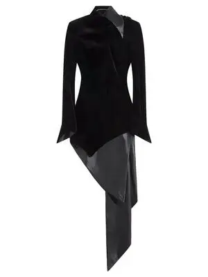MUGLER Asymmetric Velvet Dress - Black