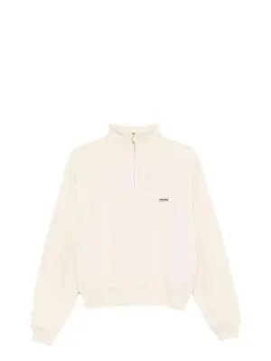 Jacquemus Grosgrain Zipped-rollneck Sweatshirt - Neutrals