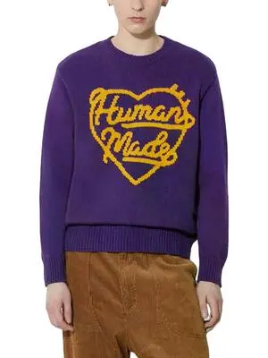 HUMAN MADE Heart-logo Knit Jumper - Purple