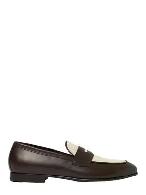 SCAROSSO Austin Leather Penny Loafers - Brown