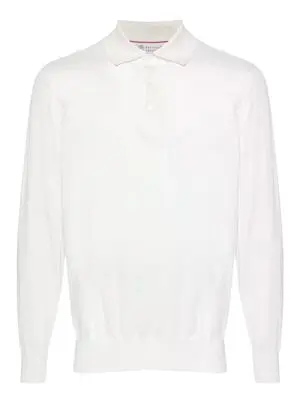 Brunello Cucinelli Fine-knit Cotton Polo Shirt - White