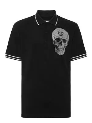 Philipp Plein Crystal-embellished Polo Shirt - Black