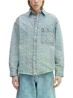 A BATHING APE Monogram-print Denim Shirt Jacket - Blue