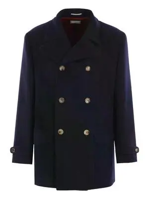 Brunello Cucinelli Double-breasted Wool Coat - Blue