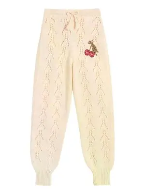 Valentino Garavani Cherry-embellished Knit Trousers - Neutrals