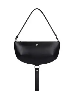 COURREGES Half-moon Leather Shoulder Bag - 9999 - Black