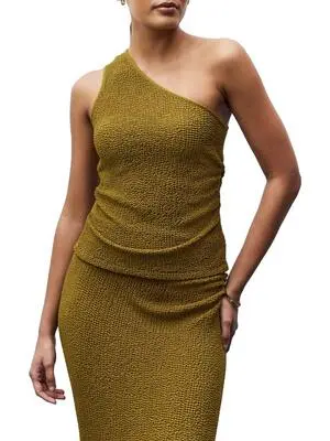 NEXT Textured One-shoulder Top - Green