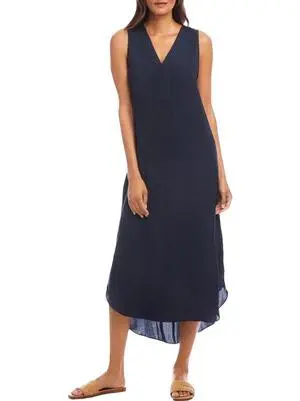 Karen Kane Sleeveless Satin Midi Dress - Navy
