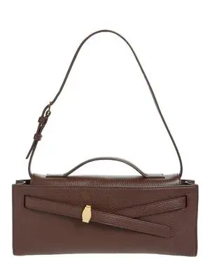 Veronica Beard Leather Clutch With Adjustable Belt Dark Raisin