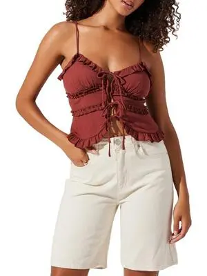 Astr The Label Islah Tie Front Camisole - Brown