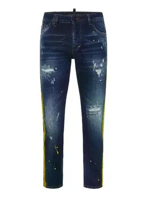 Philipp Plein Distressed Straight-leg Jeans - Blue