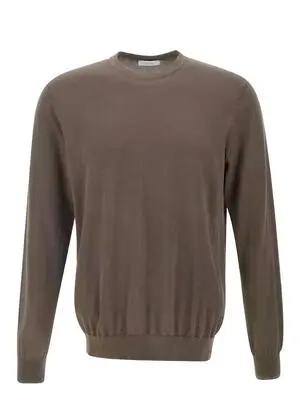 DIKTAT Crew-neck Cotton Sweater - Brown