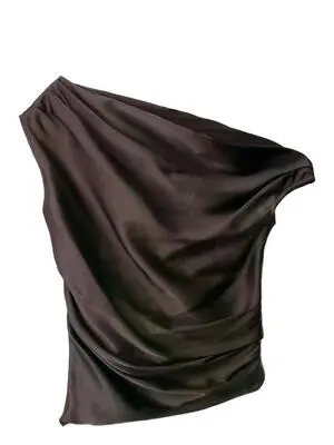 Staud Draped Asymmetric Top - Brown