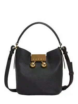 Marni Trunkaroo Pebbled-leather Bucket Bag - Black